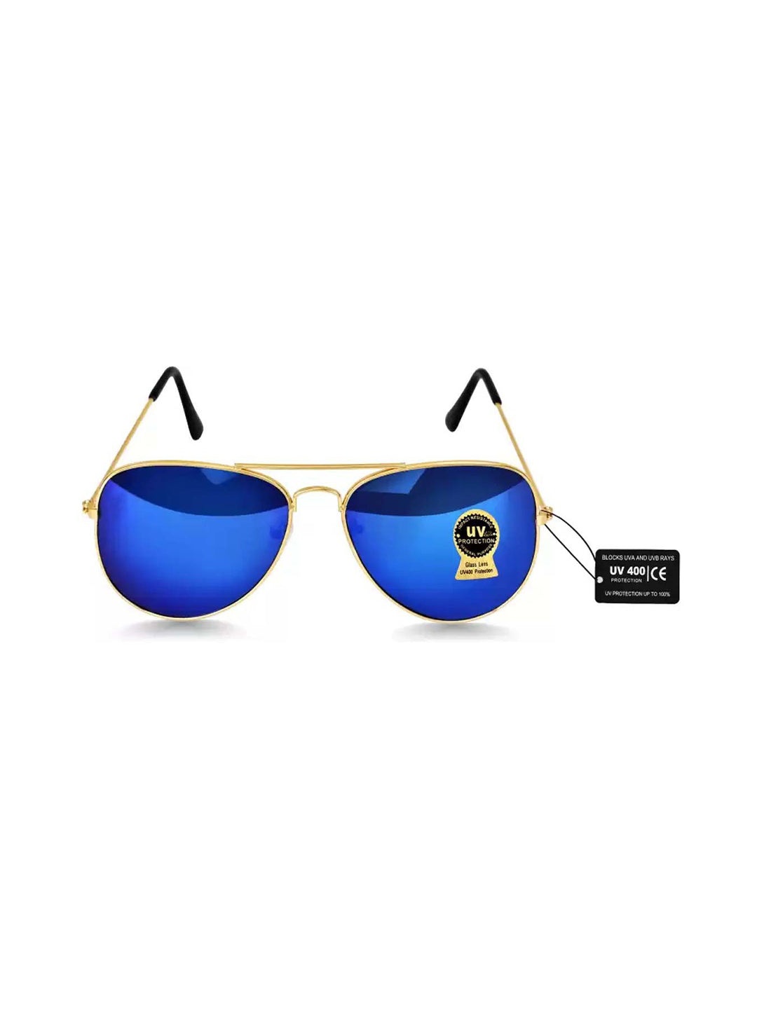 Buy Elligator Golden Aviator Sunglasses with Blue Lens & UV Protection ...